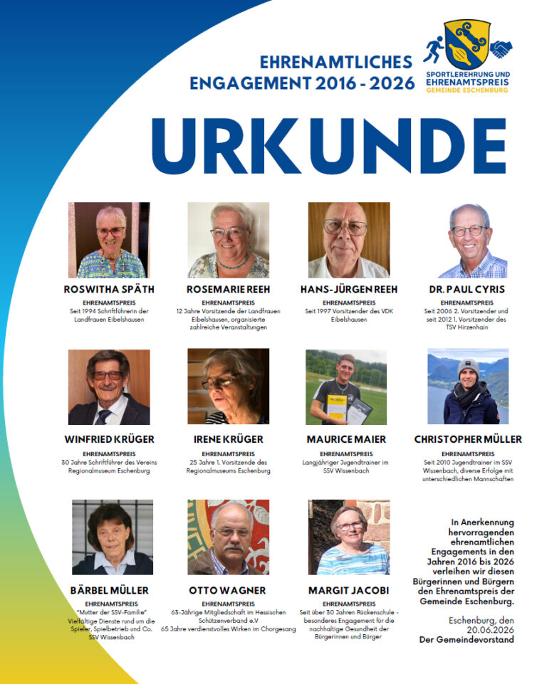 Ehrenamtspreis – Gemeinde Eschenburg – Echte Perspektiven